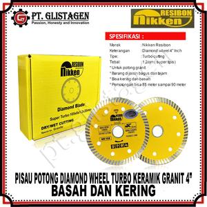 Jual NIKKEN RESIBON Diamond Wheel 4" Turbo 108 Mata Potong Keramik ...