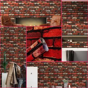 Jual Wallpaper Stiker dinding ruang tamu batu bata Mirah list hitam ...