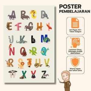 Jual Poster Alphabet Hewan Indonesia / Poster ABC Hewan Indonesia ...