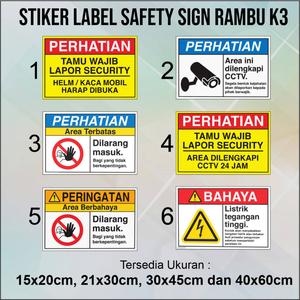 Jual Stiker Label Safety Sign Rambu K3 Stiker Area Terbatas Dilarang ...