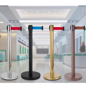 Jual Matte Black Pillar Retractable Belt Queue Pole Barrier Retractable ...