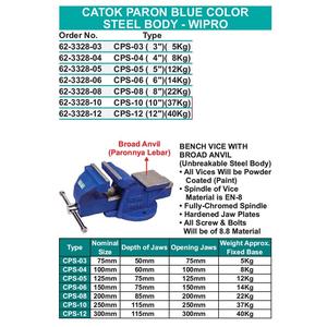 Jual Bench Vice With Broad Anvil. Catok Paron Steel Body 10" WIPRO CPS ...