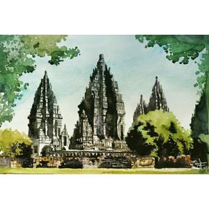 Jual Hiasan Dinding Lukisan Cetak Candi Prambanan Plus Bingkai Ukuran ...
