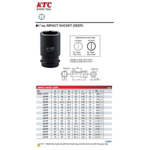 Jual Impact Socket Deep with Pin & Ring Sq. 1" 6Pt Size 46mm KTC BP8L- Best - Jakarta Pusat ...