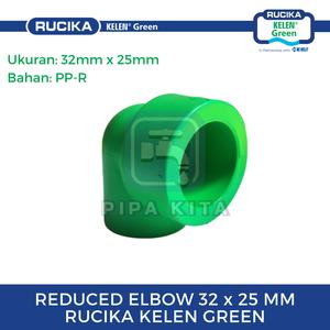 Jual Reducer Elbow 32 x 25 mm PPR RUCIKA GREEN Reducing Knee Keni 1 x 3 ...
