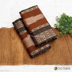 Jual Sarung Bugis Sutra Makassar Tenun Asli Cokelat Krem - Athirah SBA ...