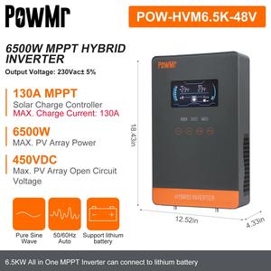Jual Powmr 6500W Hybrid Solar Inverter 48V 230Vac On Grid Off Grid Pure ...