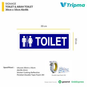 Jual Rambu/ Sign Arah Toilet 30cm x 10cm - Akrilik/ Acrylic 2mm ...
