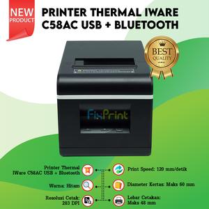 Jual Thermal Kasir Printer 58mm Auto Cutter Iware C58AC USB Bluetooth ...