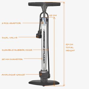 Jual POMPA LANTAI STRUMMER SPORT DENGAN PENGUKUR ANALOG - hitam gauge ...