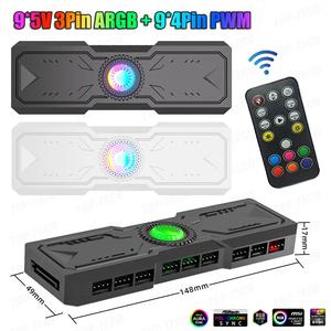 Jual 3 in 1 Control 9 PWM ARGB Case Fans Hub Splitter 1 To 9 ARGB PWM ...