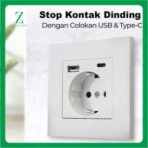 Jual Stopkontak Dinding USB Type-C Soket Listrik Square Wall Socket ...