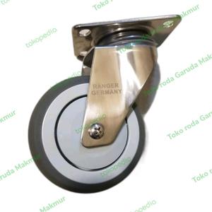 Jual roda karet stainless 4inch hidup/ roda abu abu stainless 4inc put ...