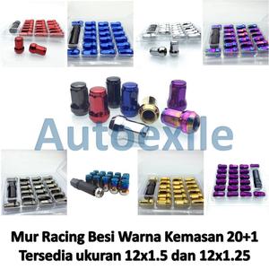Jual Mur Lug Nut Besi Roda Mobil isi 20 Titanium Ungu Pelangi Biru ...