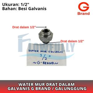 Jual WATER MUR BESI GALVANIS 1/2 INCH G BRAND WATERMUR WATERMOOR UNION ...