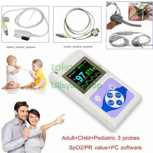 Jual Pulse Oximeter Blood Oxygen Monitor SpO2 PR 3 Probes Adult ...