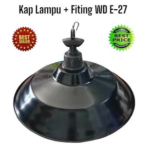 Jual Kap Lampu Jalan Hitam E27 + Fitting Besi WD Diameter 30 cm Fiting ...