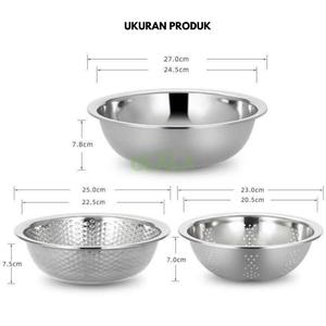 Jual Produk Baru Baskom Saringan Stainless 3 In 1 Baskom Tirisan Buah ...
