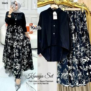 Jual Baju Setelan Rok Wanita Set Kekinian LD 110 Polo Linen + Rayon ...