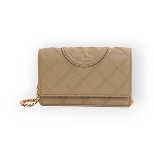 Jual TORY BURCH Fleming Soft Flap Wallet Chain Pebblestone Brass ...