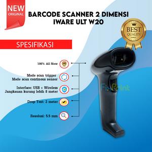 Jual Scanner barcode ultron wireless 1D 2D ULT W20 QR Code E-Faktur ...