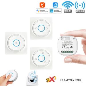 Jual Mini 16A WiFi Rf Smart Light Switch Kinetic Push Button Wall ...