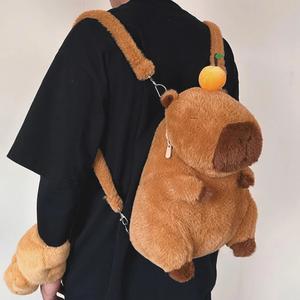 Jual Capybara Plush Backpack Kawaii Fashion Plushie Doll Fur Bag Cute ...