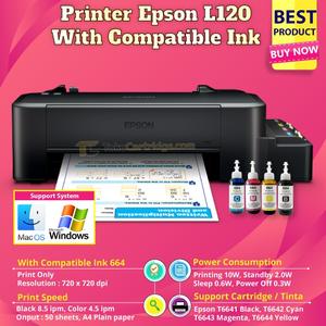 Jual PRINTER EPSON L120 Hitam Print Warna Infus Modif Ink tank Pabrik ...