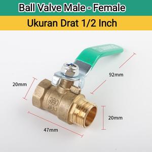 Jual Ball Valve Kuningan Ukuran 1/2 Inch Drat Luar dan Dalam - Kab ...