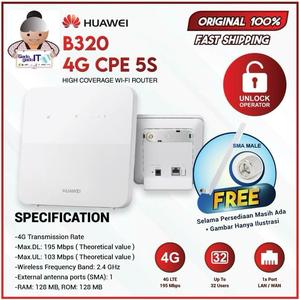 Jual Huawei B320 Modem Wifi Router Wireless 4G Cpe 5S Lte 195Mbps Wi-Fi ...