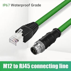 Jual M12 to RJ45 Network Cable Connector M12 4 Pin D Type Coding to ...