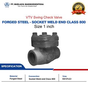 Jual VTV Swing Check Valve Forged Steel Socket Weld #800 - 1 Inch ...