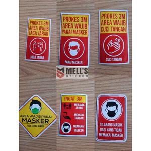 Jual stiker sticker protokol kesehatan 3M wajib memakai masker cuci ...