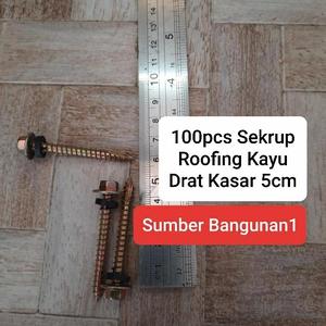 Jual ROOFING KAYU DRAT KASAR 5CM 100PCS SEKRUP ROOFING KAYU KUNING ...