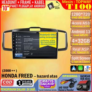 Jual Paket Headunit Android 10 inch + Frame + Soket PNP Honda Freed ...