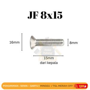 Jual Baut JF Flat Head 8x15 M8 x 15 Baut Mesin Obeng Plus Knockdown Mebel - Kab. Sidoarjo ...