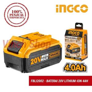 Jual BATERAI BOR CORDLESS 20V LITHIUM-ION 4AH BATTERY INGCO FBLI2002 ...