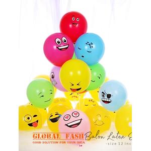 Jual Balon Latex Emoticon Mix Per Pack / Balon Emoji Warna Warni 12 ...