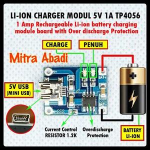 Jual Kit Power Bank Li-ion Charger Modul 5V 1A TP4056 Soket Mini USB ...