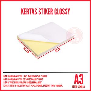 Jual NRT kertas stiker a3 glossy 50 lembar / Kertas Sticker A3 ...