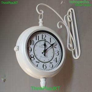 Promo Jam Dinding 2 Sisi Gaya Eropa Senyap Besi Antik Jam Dinding Ruang ...