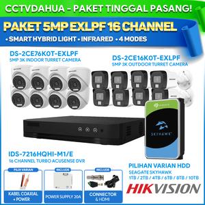 Promo PAKET CCTV HIKVISION 16CH 5MP 3K EXLPF SMART HYBRID LIGHT 16 ...