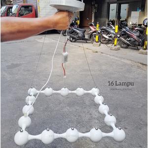 Jual Lampu gantung led putih kotak 16 Lampu 55cm minimalis meja makan ...