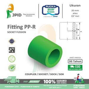 Jual Fitting PPR Coupler 20 mm ~ 1/2" Inci Rucika Kelen Green - Kab ...