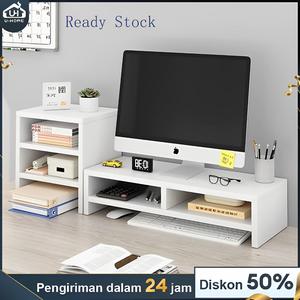 Jual Stand Monitor Rak Dudukan Komputer Kayu Monitor Desktop Rak Buku ...