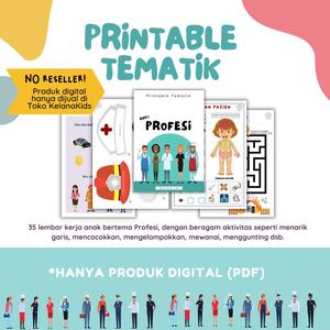 Jual Printable Worksheet Tematik Mengenal Profesi - 35 Lembar Kerja ...