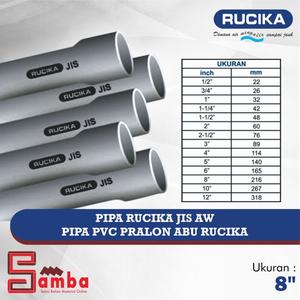 Jual PIPA PVC RUCIKA JIS - AW 8" / PIPA PVC ABU-ABU Best - Kota ...