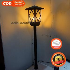 Jual lampu taman minimalis outdoor tinggi 1 meter tiang besi bulat ...