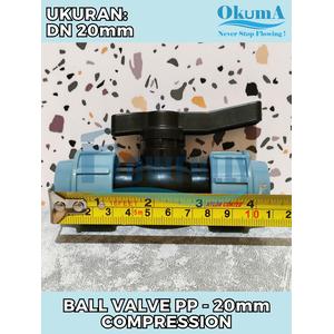 Jual BALL VALVE PP 20 MM OKUMA PN 16 HDPE COMPRESSION FITTING STOP KRAN 1/2 INCH KERAN COUPLER ...