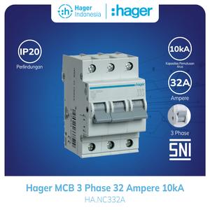Promo Hager MCB 32a 32 Ampere 3 Phase 3P 3 Pole 32 Amper 10kA NC332A Cicil 0% 3x - Jakarta Barat ...